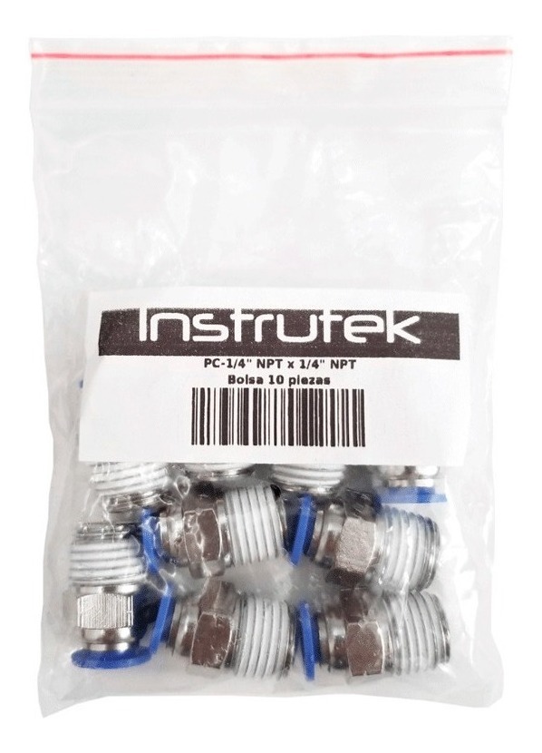 10 Pz De Conector/racor Rápido Neumático Recto 1/4 Npt X 1/4 | Instrutek